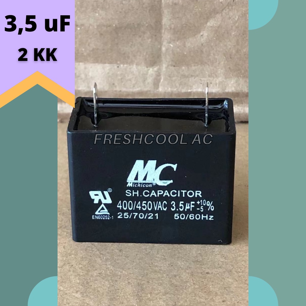 Jual KAPASITOR FAN AC / CAPACITOR FAN 3,5 uF / 3,5 MIKRO (MERK MC) 2 KAKI | Shopee Indonesia