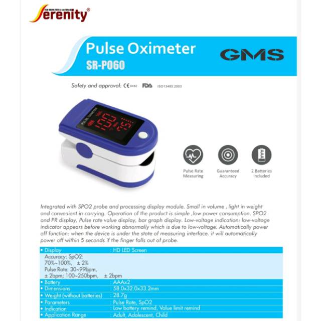 Jual Pulse Oximeter Serenity / Pulse Oxymeter / Saturasi SpO2 | Shopee ...