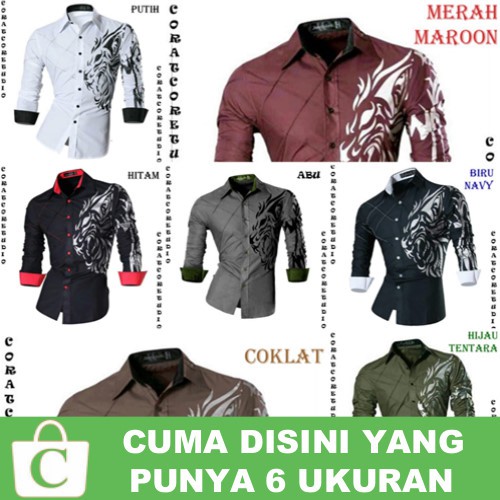 Jual XS S M L XL XXL Kemeja Pria Hem Cowok Panjang Sablon Singa X PUTIH ...