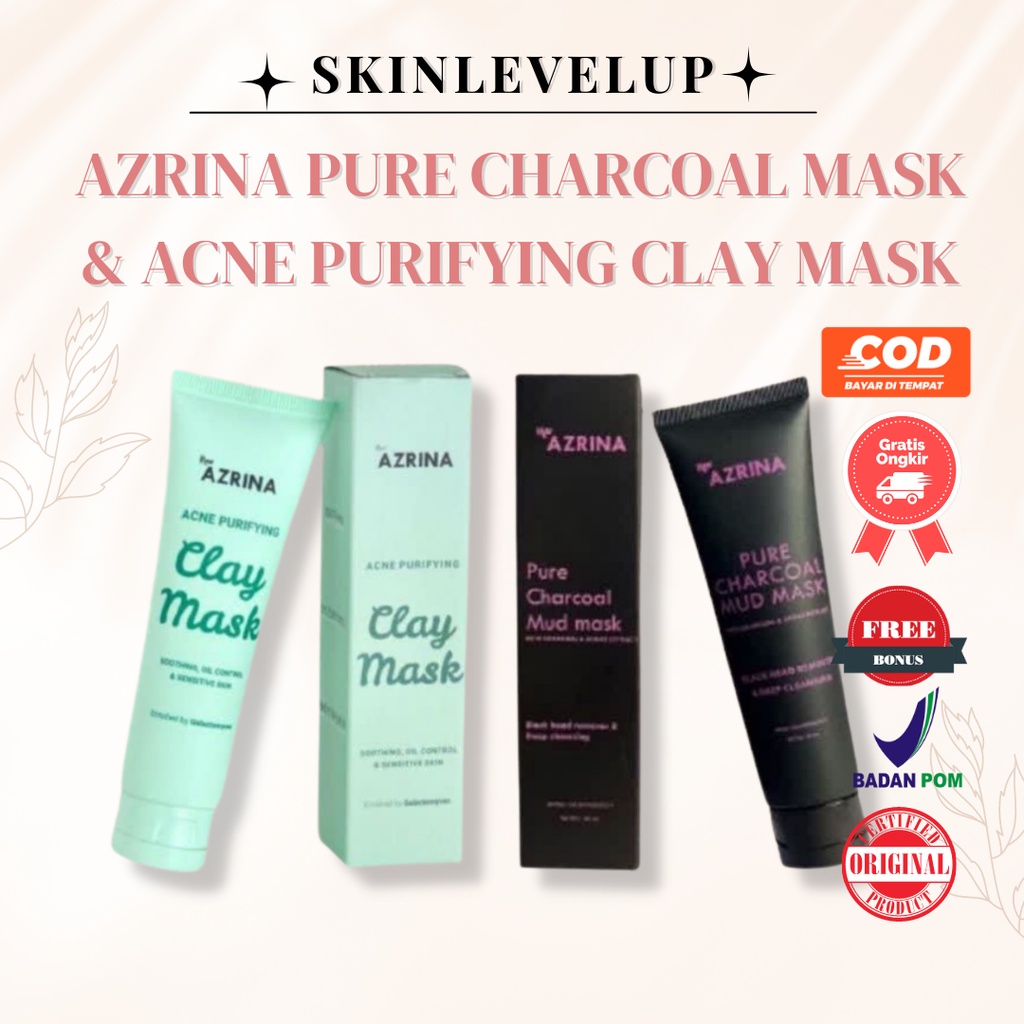 Jual AZRINA PURE CHARCOAL MASK 50 ML AZRINA ACNE PURIFYING CLAY MASK ...