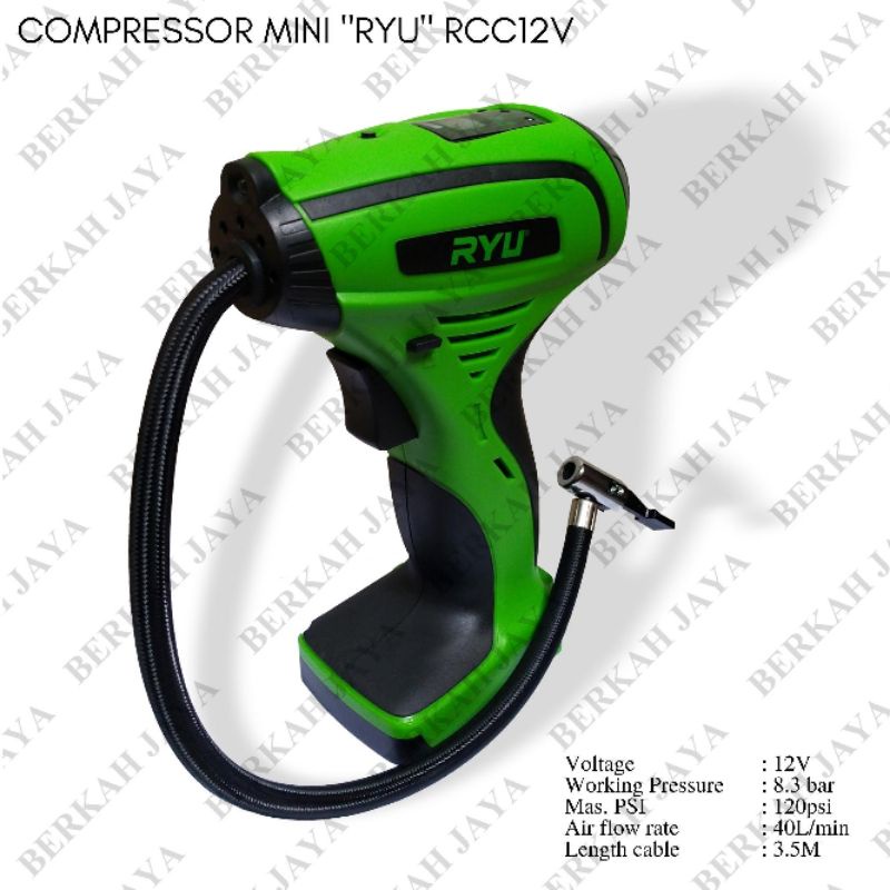 Jual Mini Air Compressor RYU DC RCC 12 / Pompa Angin Ban Mobil DC RYU ...