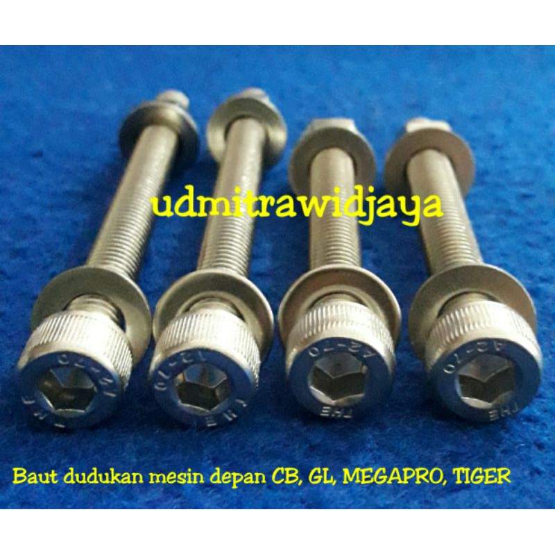 Jual Baut L stainless SS Pangkon mesin depan Dudukan mesin CB, GL, MEGAPRO, TIGER 1set baut ...