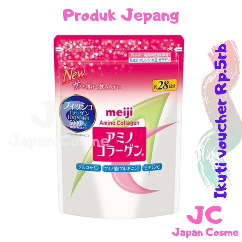 Jual 🇯🇵Meiji amino collagen powder new package beauty collagen produk jepang 28 days 196g refill ...