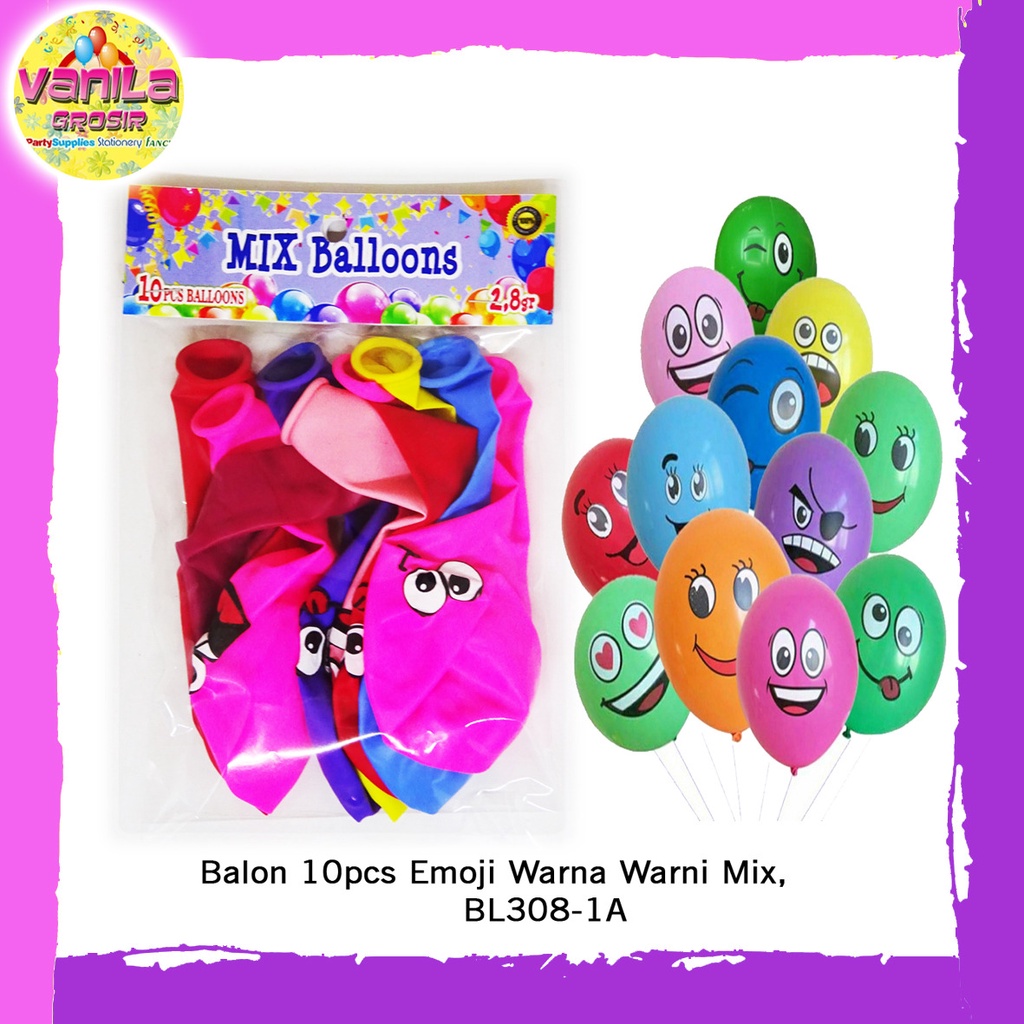 Jual (10Pcs) Balon Karakter Emoji, balon smile, balon emoji, balon ...