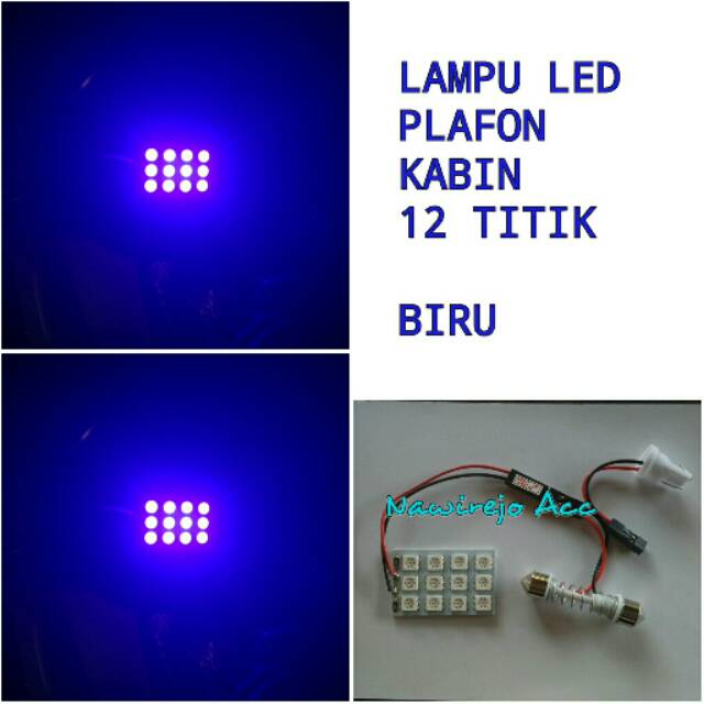 Jual Lampu LED Kabin/Plafon Mobil 12 LED Biru 12V | Shopee Indonesia