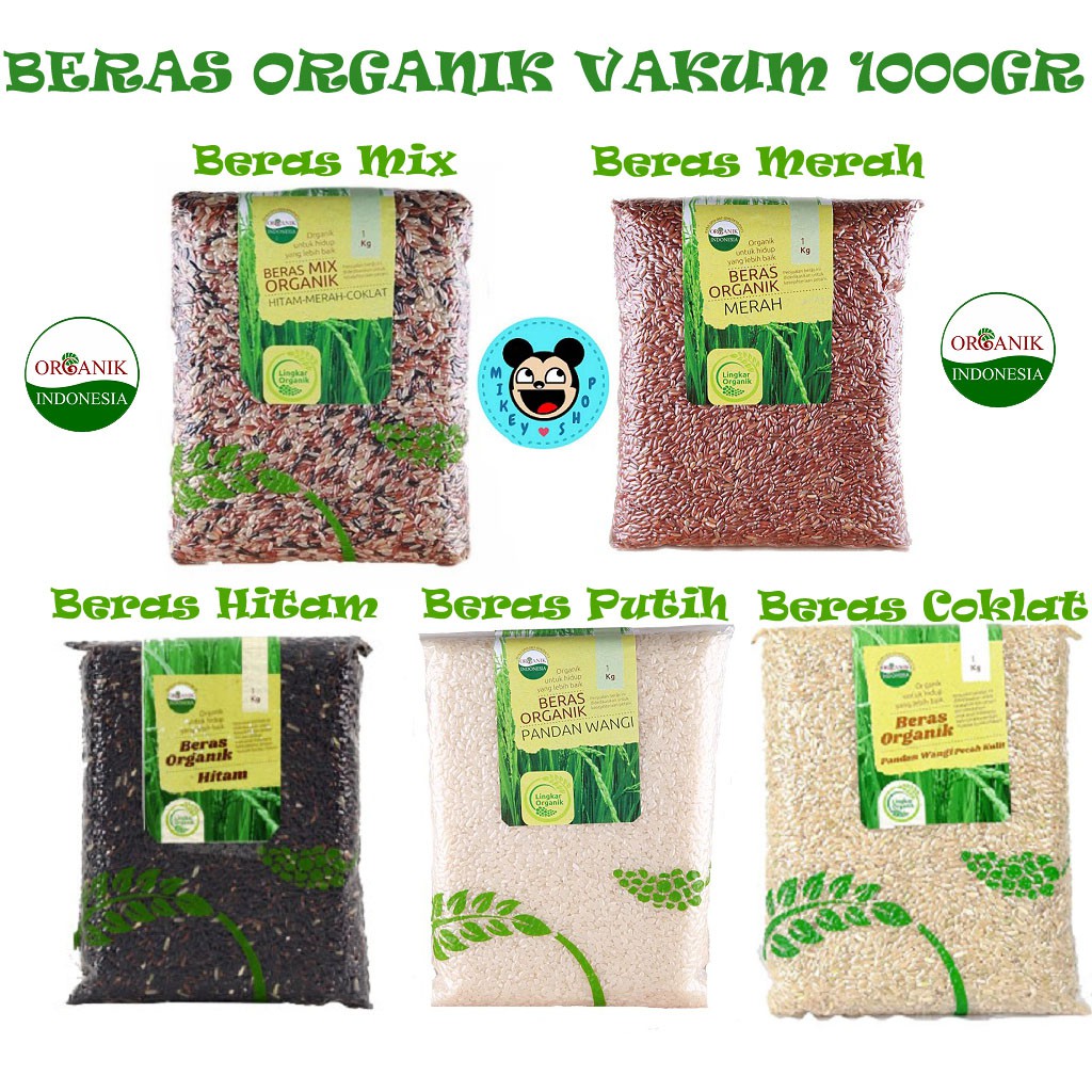 Jual Beras Merah & MIX Organik Merah Coklat Hitam 1 kg Vakum 1000gr ...