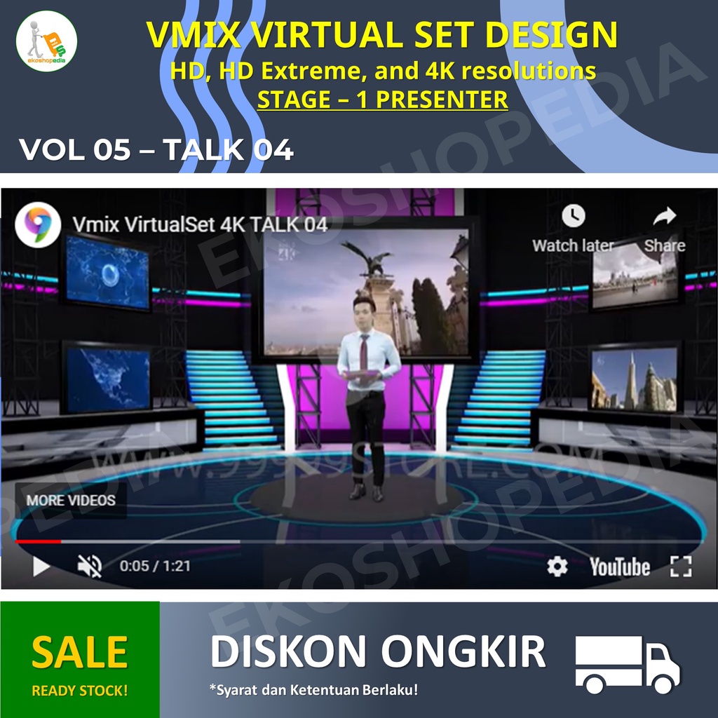Jual VMIX VIRTUAL SET DESIGN 4K - STAGE 1 PRESENTER v1.2 | Shopee Indonesia
