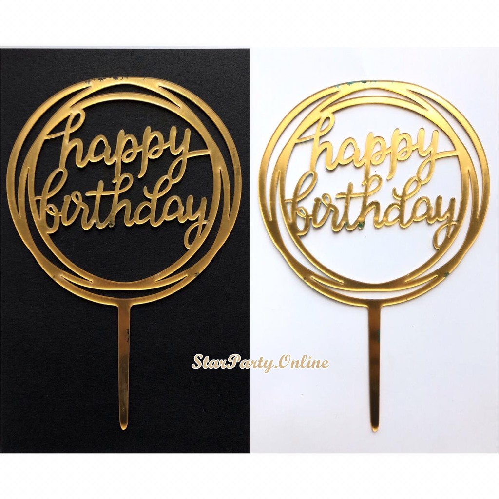 Jual Topper Acrylic HBD Bulat /Hiasan Kue /Cake Topper | Shopee Indonesia