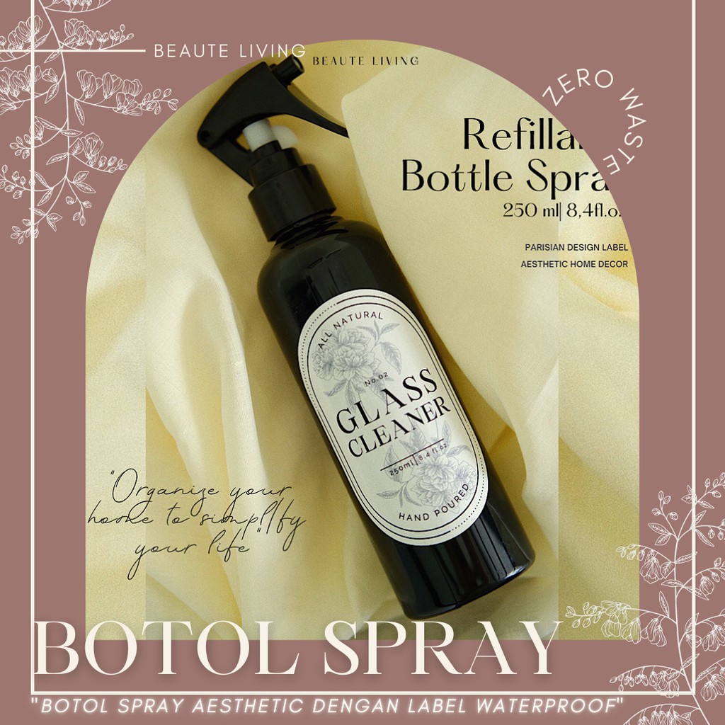 Jual BOTOL SPRAY REFIL ESTETIK FREE LABEL 250 ML GLASS CLEANER | Shopee ...