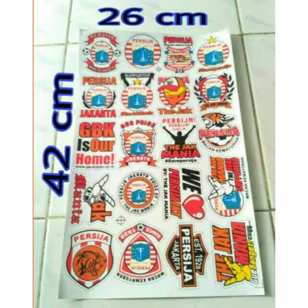 Jual Stiker lembaran ukuran 26x42cm Persija isi 20 stiker | Shopee ...
