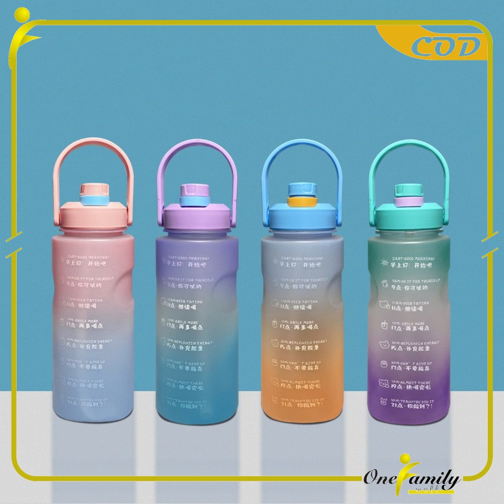 Jual ONE-C301 Botol Minum Motivasi 2 Liter / Botol Minum Penanda Waktu ...