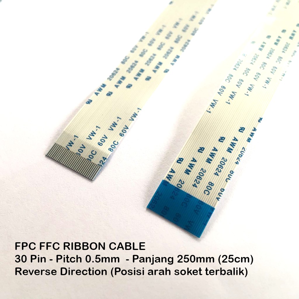 Jual Kabel Fleksibel 30 Pin Lebar 15.5mm Ribbon FPC FFC TTL 250mm Pitch ...