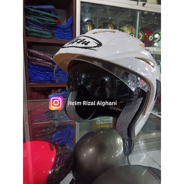 Jual Helm Hiu Arrow Double Visor Putih / Putih | Shopee Indonesia