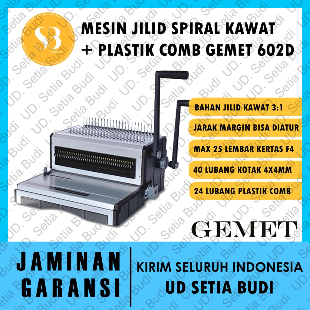 Jual Mesin Jilid Spiral Kawat + Plastik GEMET 602D Asli dan Bergaransi ...
