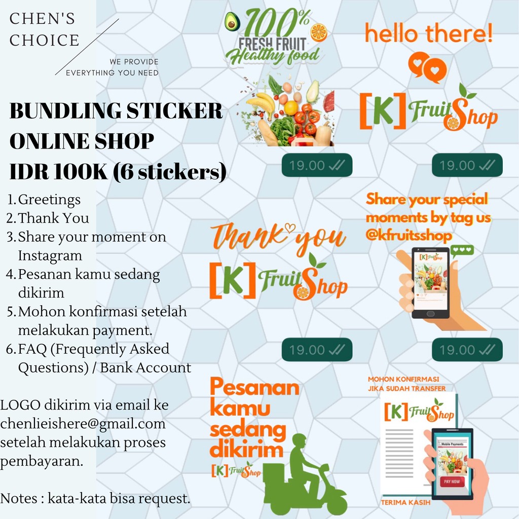 Jual Whatsapp Sticker - Bundling Package Online Shop (6 stickers ...