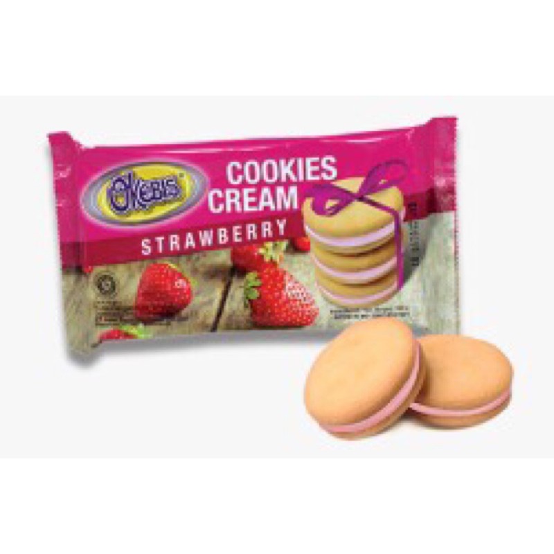 Jual Inafood Okebis Cookies Cream Strawberry 180gr | Shopee Indonesia