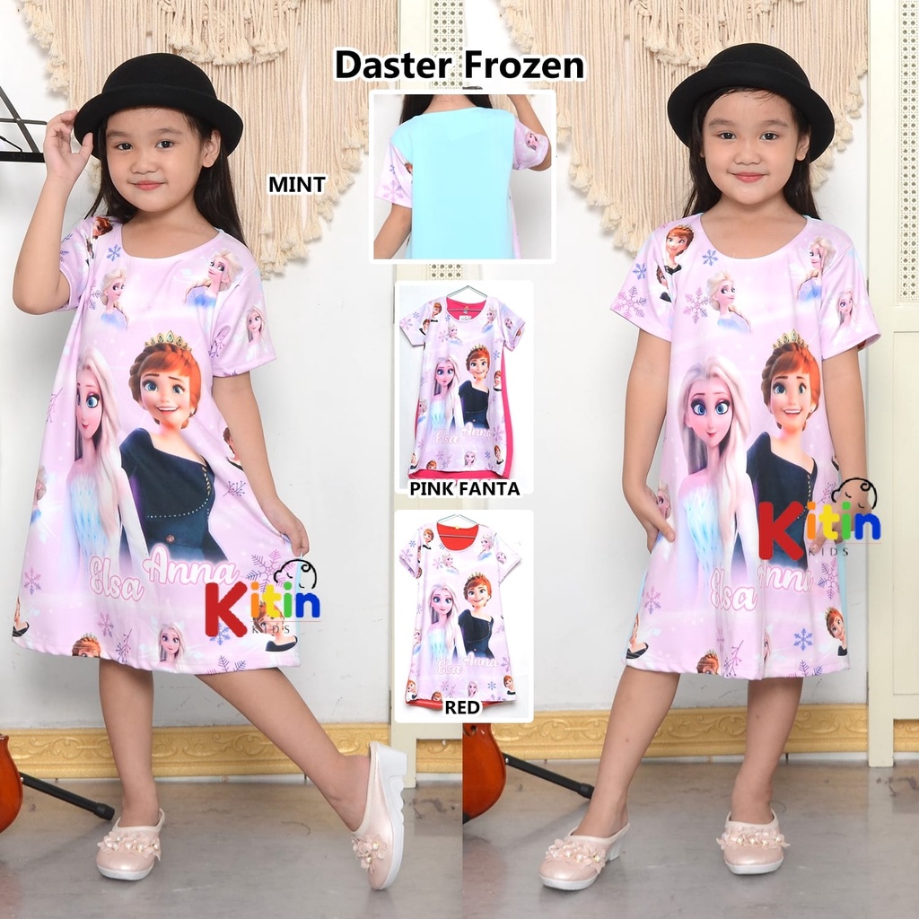 Jual ER - Daster Dress Terusan Tunik Anak Scuba Import Motif Frozen ...