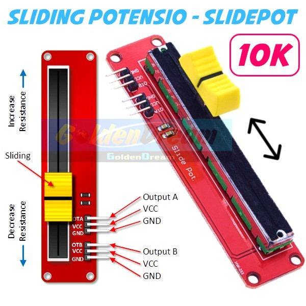 Jual SlidePot Sliding Potensio 10K Geser Sorong Slide Analog Volume 103 ...