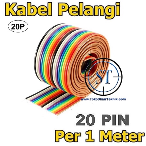 Jual Kabel Pelangi 20P 20 Pin Warna pipih 20 jalur Jumper Elektronika ...