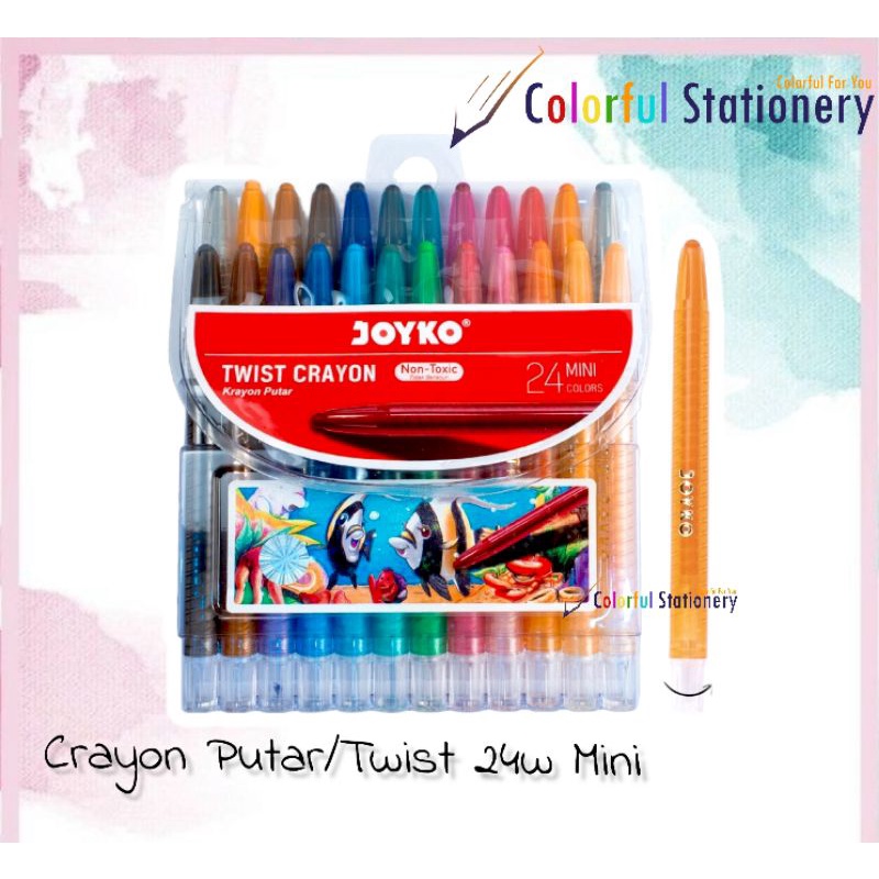 Jual Crayon Putar / Kerayon Putar Joyko 24 Warna Pendek TWCR-24 MINI ...