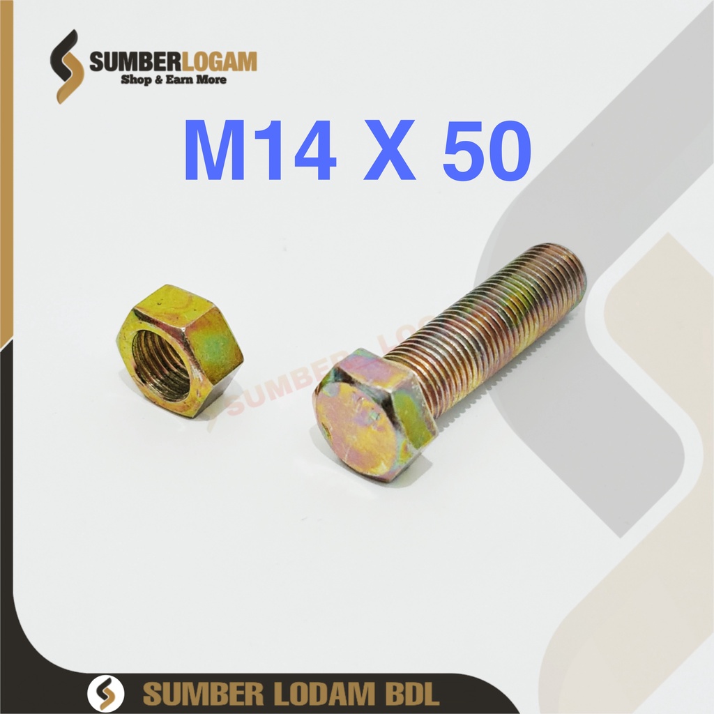 Jual BAUT MUR HEX KUNING M14 X 50 | Shopee Indonesia