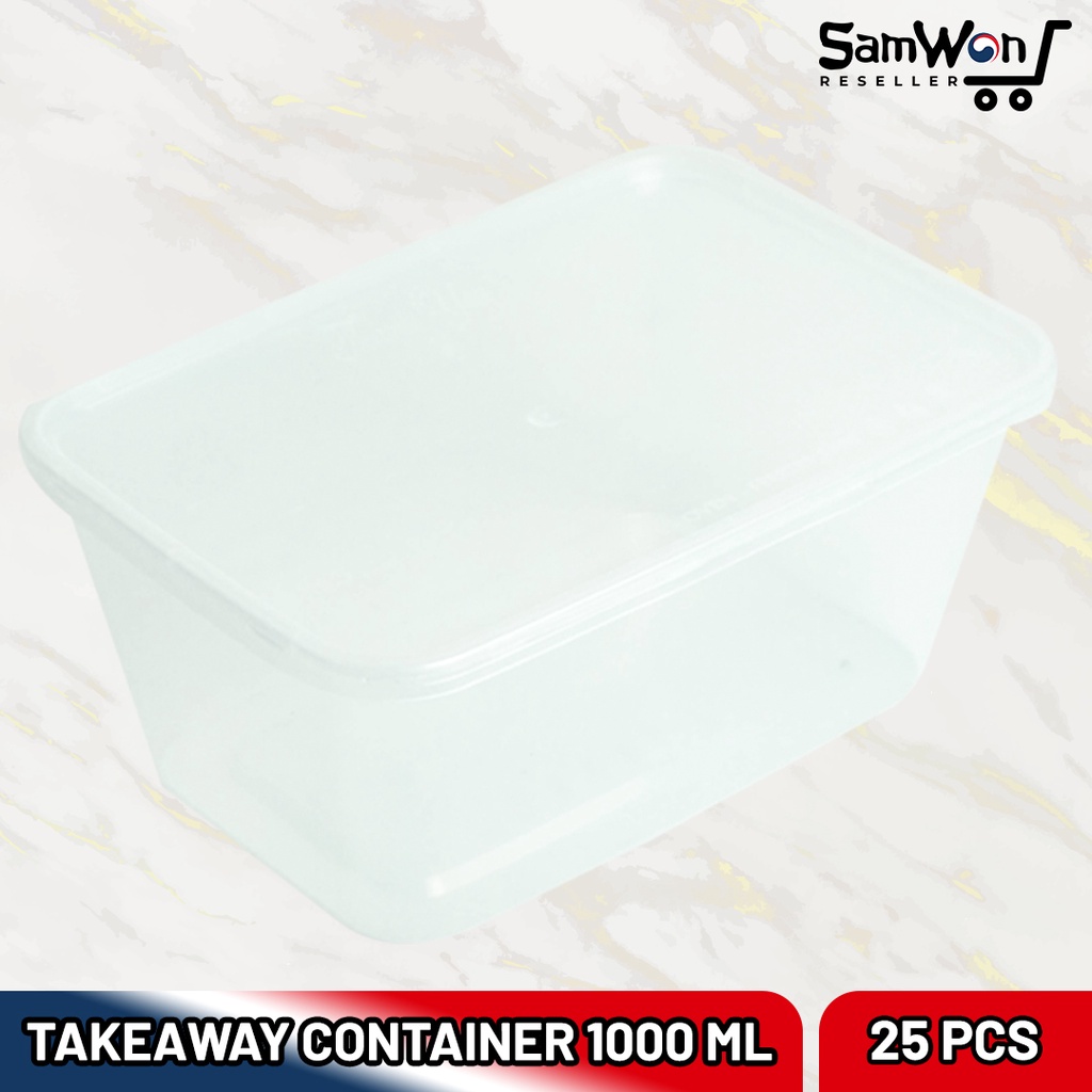 Jual Takeaway Container 1000ml (25pcs) Box Container Plastik Makanan ...