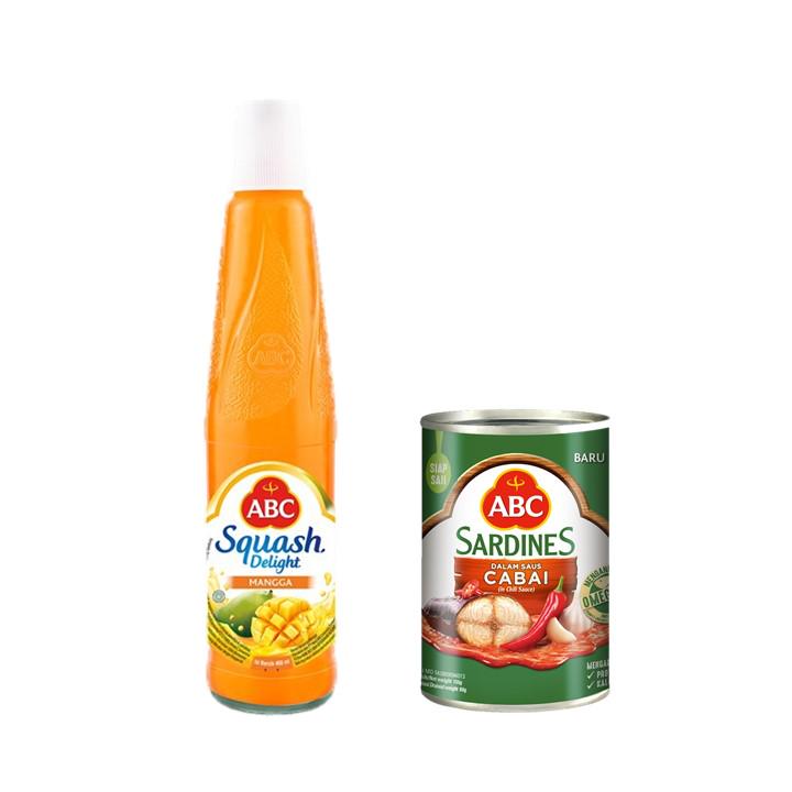 Jual ABC Sirup Squash Delight Mangga 450 ml + Sarden Saus Cabai 155 g ...