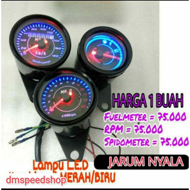 Jual speedometer rpm amper bensin bulat hitam spidometer spido | Shopee ...