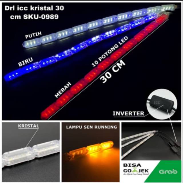Jual Lampu LED Alis Motor 30 Cm Kristal Sen Running I Drl Icc Kristal ...