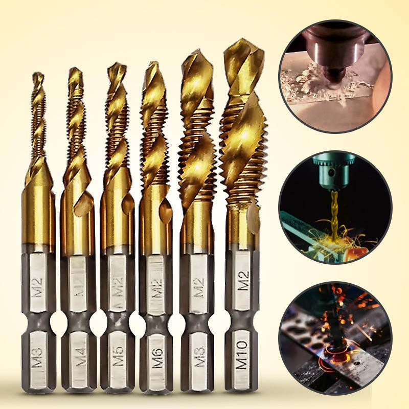 Jual Mata Bor Pembuat Ulir Drat Drill Tap Set Hex Twist Spiral Tapper Baut Bit Drilling Tapping ...