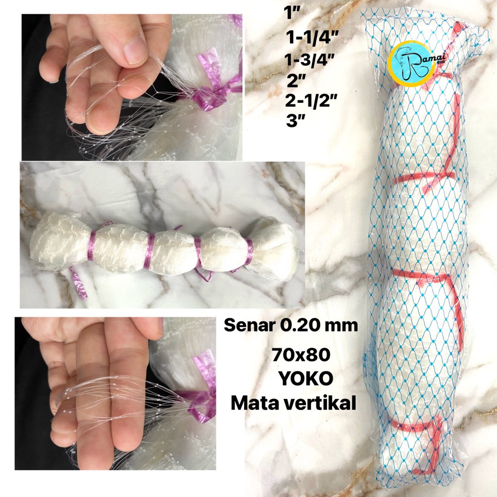 Jual JARING JALA PUKAT IKAN UDANG BURUNG SENAR 0.20 LEBAR 70X80 TIPE ...
