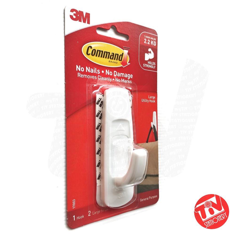 Jual Pengait Dinding 3M Command 17003 Large Hooks (1 pcs + 2 strips ...