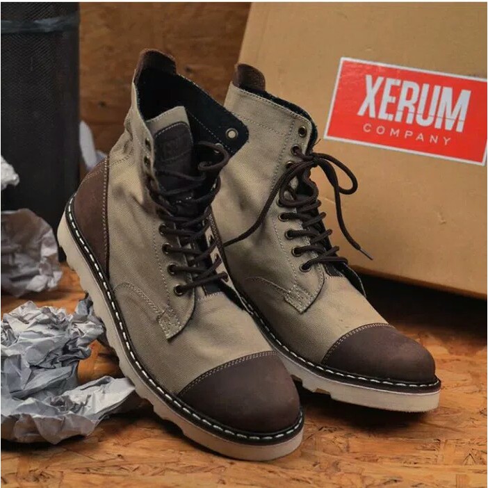 Jual XERUM Stygma - Sepatu Boots Pria . Kulit-Kanvas | Shopee Indonesia