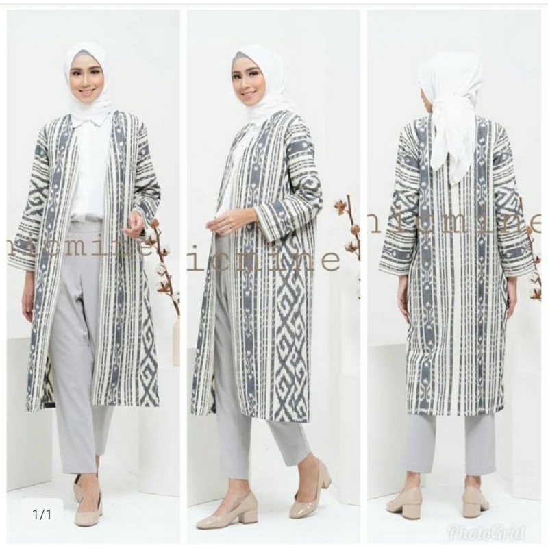 Jual Outer toraja warna putih tulang lengan panjang bahan tenun jepara ...