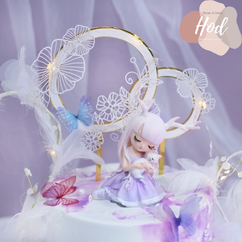 Jual Topper Deer Girl Car Pink Violet Hiasan Dekorasi Kue Ulang Tahun ...