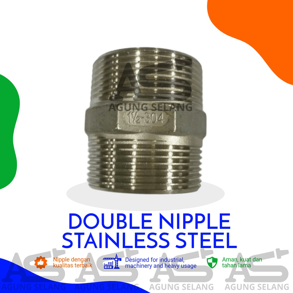 Jual Double Nepel Nipple Nepple 3/8" SS 304 #150 BSPT Stainless Steel ...