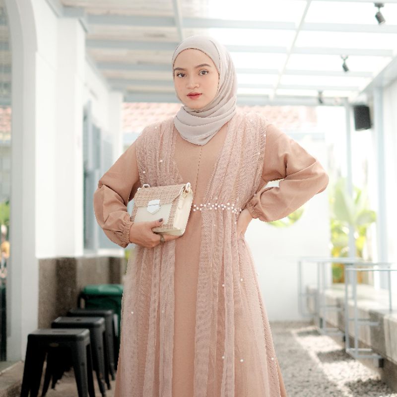 Jual Nadira Tile Dress / Aisyah Brukat Dress / Gamis Lebaran / Gamis ...