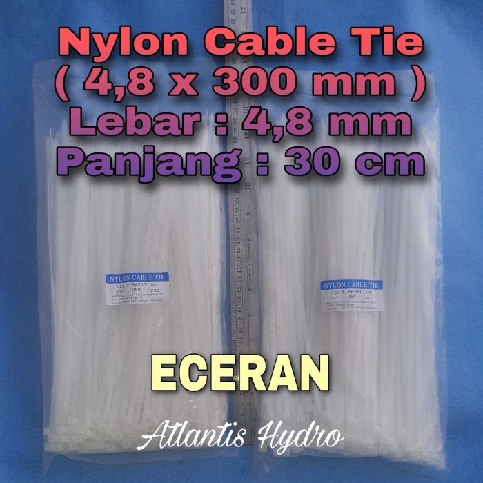 Jual Kabel Tis 30cm / Bahan Nilon / Nylon Cable Tie 4,8x300mm ECERAN ...