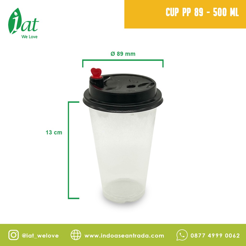 Jual Cup minuman berbahan PP Injection uk 16 oz ( 500 ml ) + Tutup ...