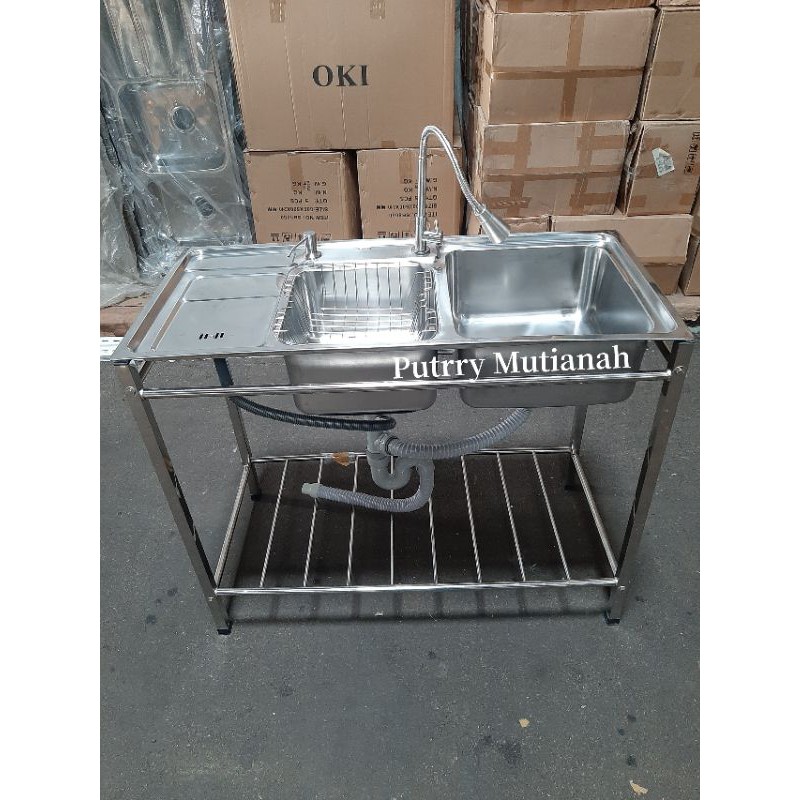 Jual Set Wastafel Portable Uk 100x48 Kitchen sink stainles Bak cuci ...