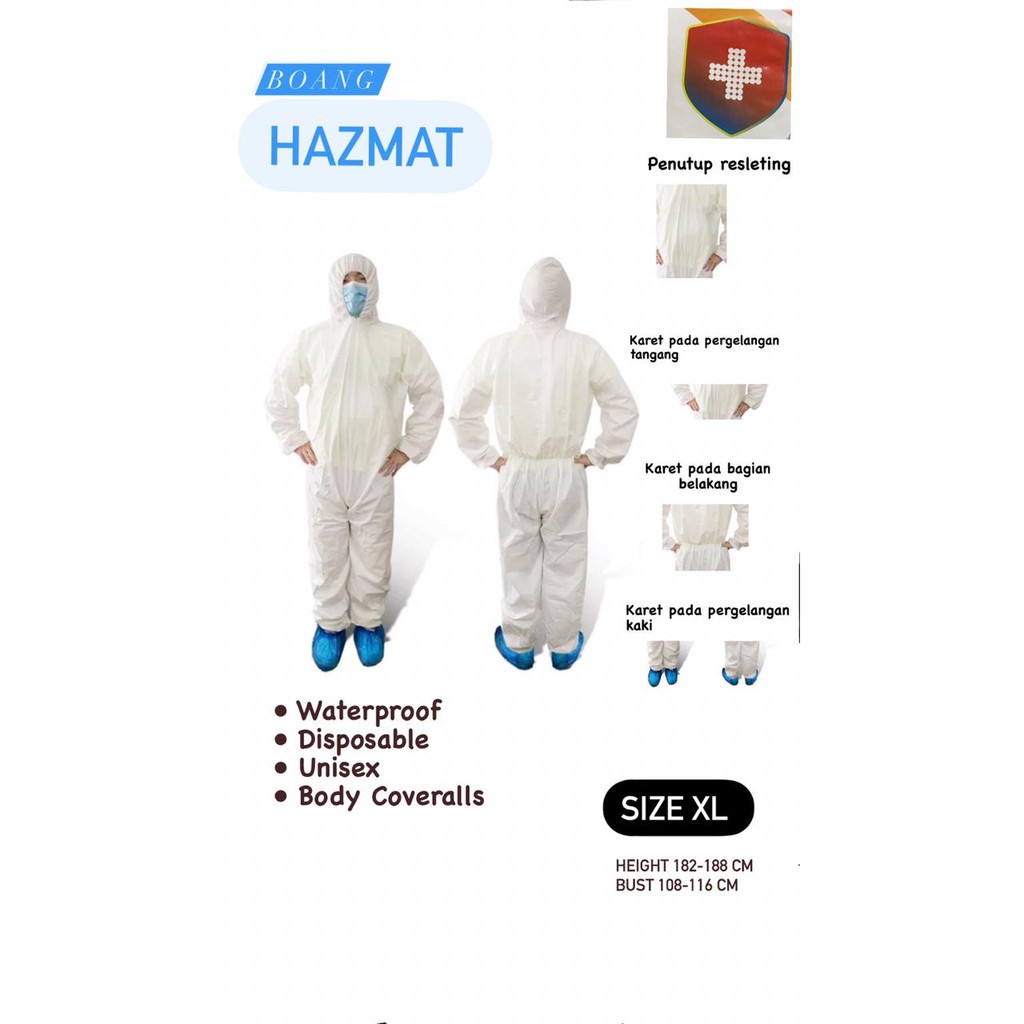 Jual Hazmat Boang APD suit coverall ukuran XL Alat pelindung diri [APD ...