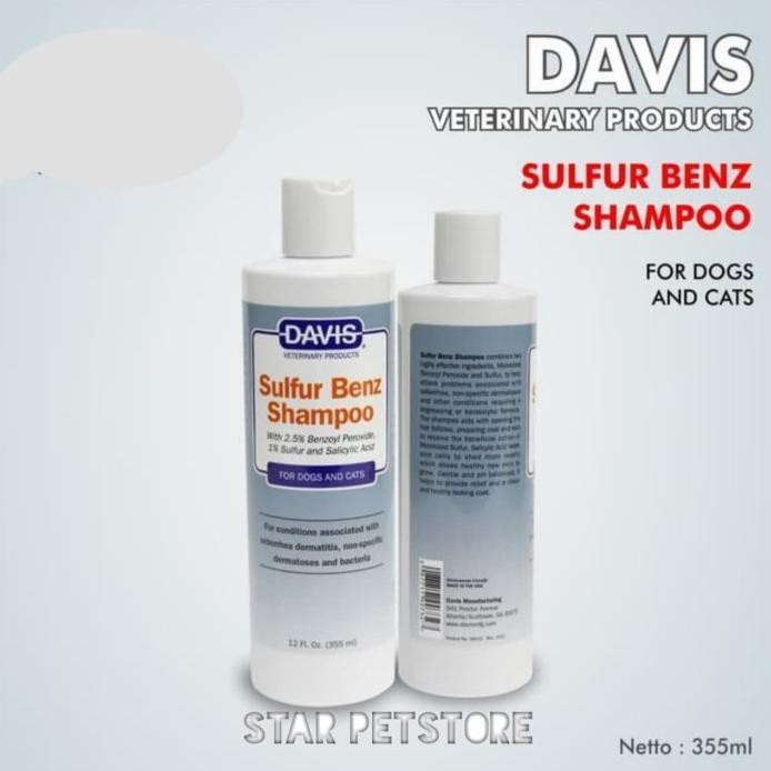 Jual Shampoo Anjing Kucing Medicated/ Davis Sulfur Benz Shampoo 355ml ...