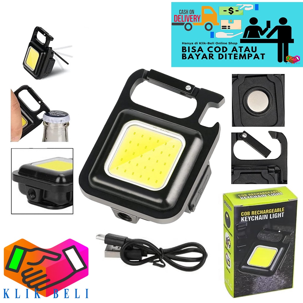 Jual Lampu Senter COB Rechargeable Keychain Light Camping Emergency LED ...