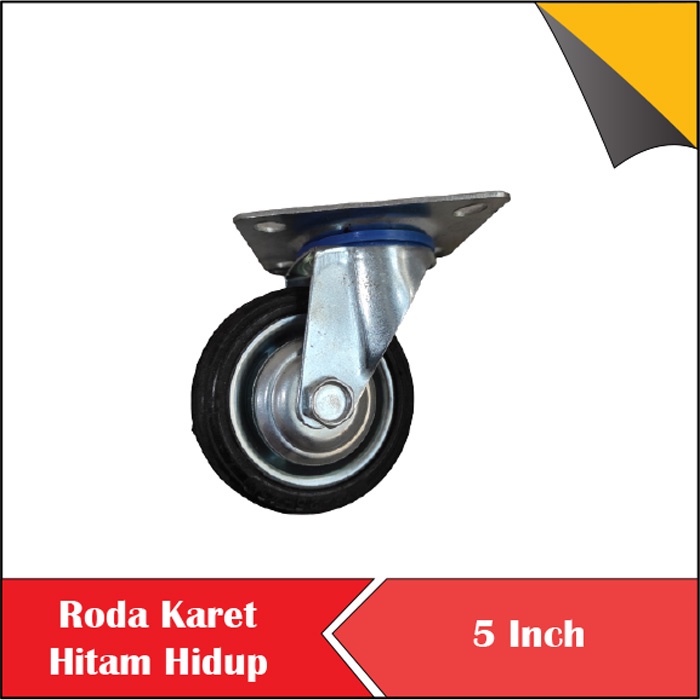 Jual Roda karet hitam hidup 5 inch roda estalase roda trolley roda g ...