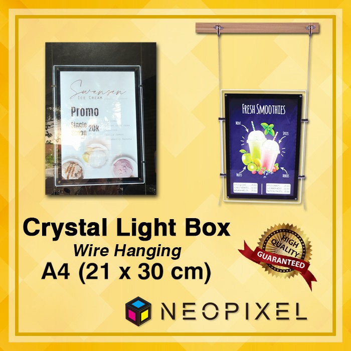 Jual Papan Neon Light Box Nama Custom Menu Cafe LED Crystal A4 Wire ...
