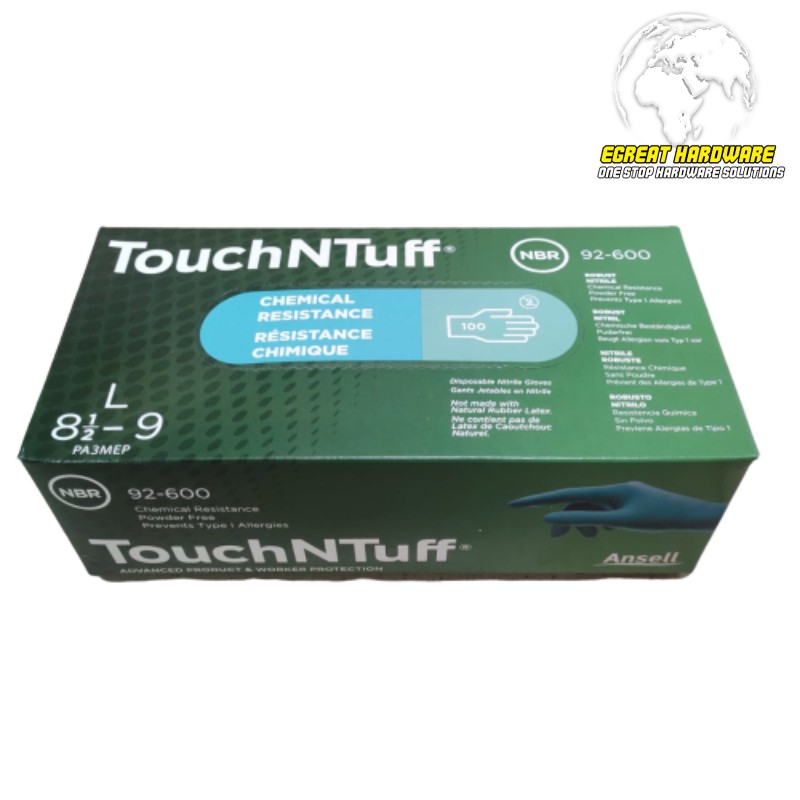 Jual Sarung Tangan Nitril Ansell Touch N Tuff 92-600 50Prs Tebal ...