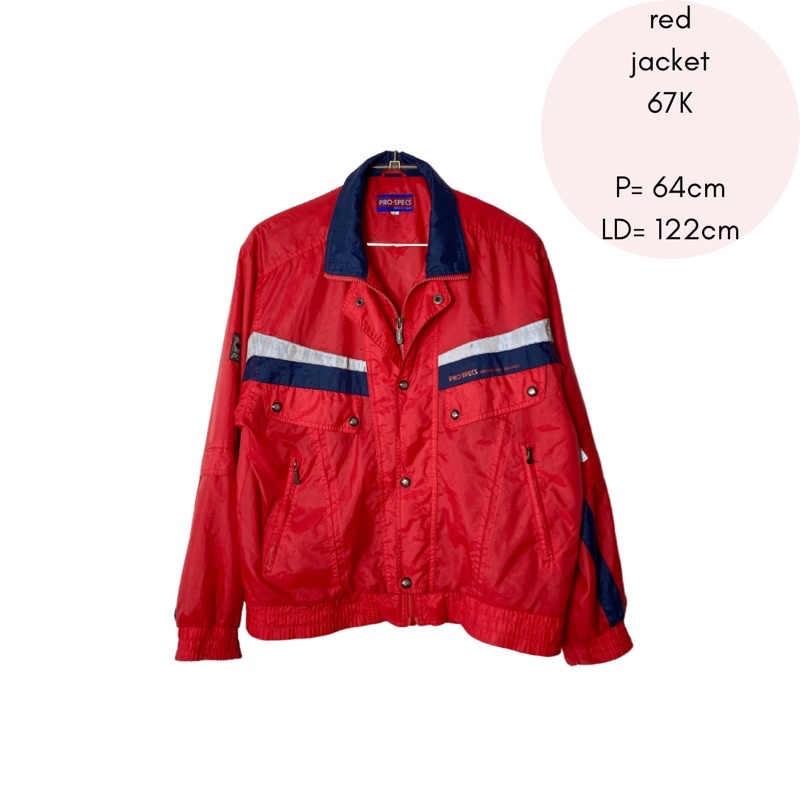 Jual jaket merah glow in the dark reflective second bekas preloved ...