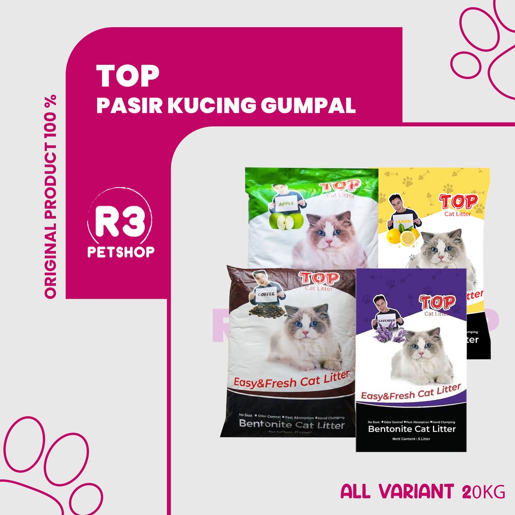 Jual Pasir Kucing Gumpal Wangi TOP 25L / 20kg khusus GRAB GOSEND - Cat Litter | Shopee Indonesia