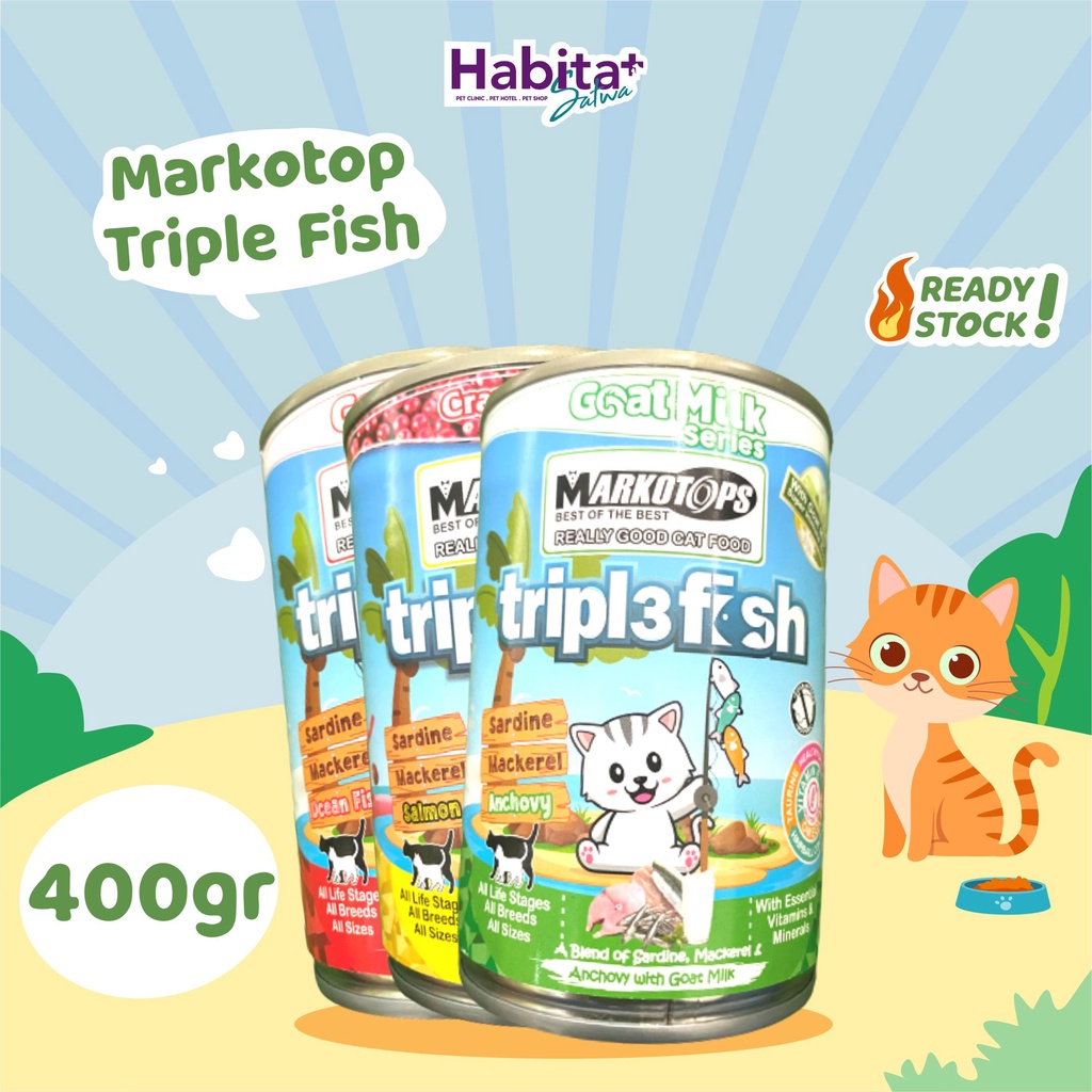 Jual Markotop Triple Fish 400 gr All Stages Makanan Kucing Kaleng Wet ...