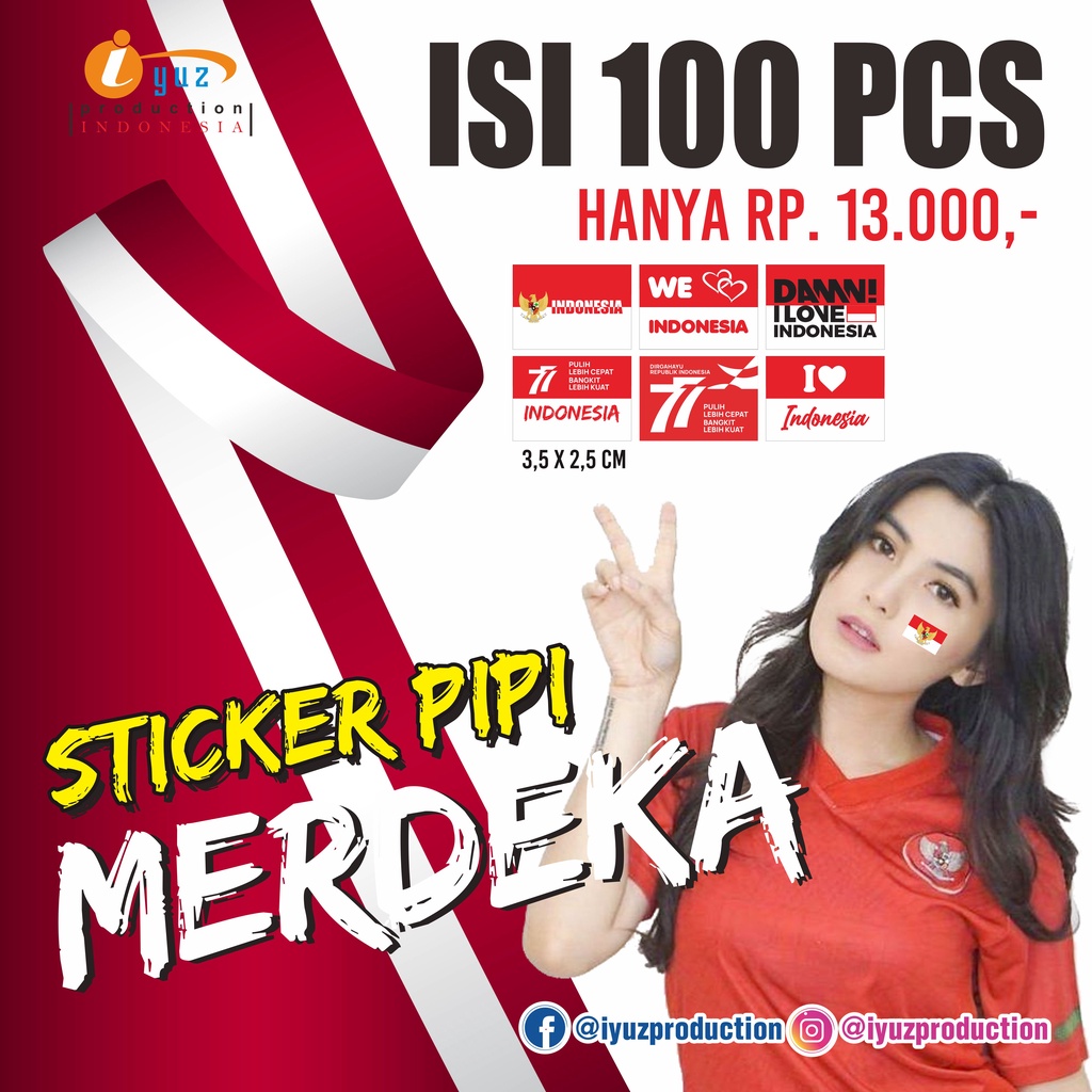 Jual Sticker Pipi Merah Putih ISI 100PCS | Tempelan Pipi Bendera ...